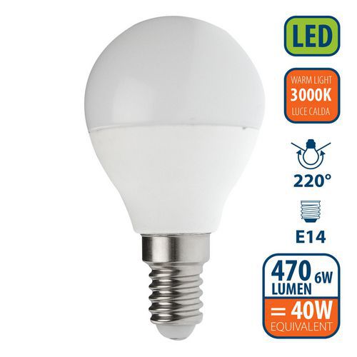 P45 6 W, E14-sockel minisfär SMD LED-lampa – VELAMP