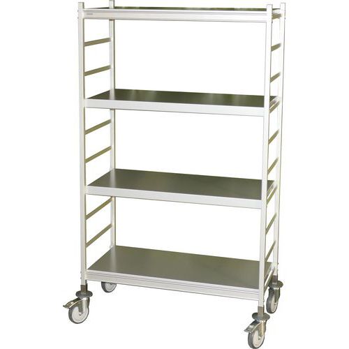 Hyllvagn i aluminium med 4 ställbara hyllor - Alminor - Witre.se