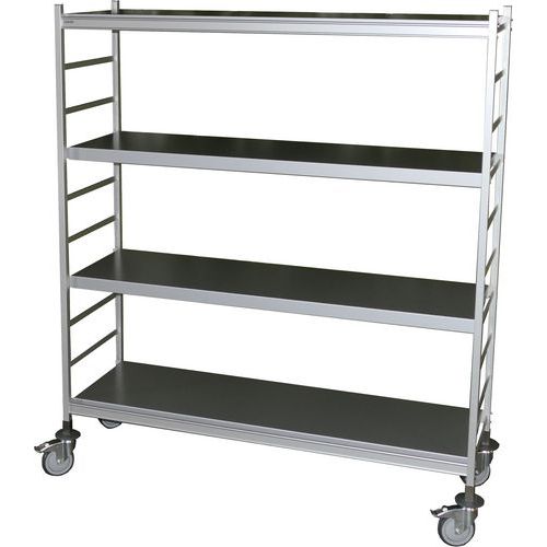 Hyllvagn i aluminium med 4 ställbara hyllor - Alminor - Witre.se