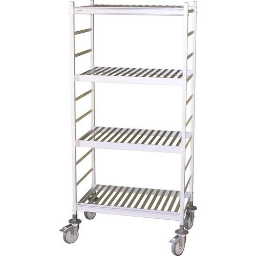 Hyllvagn i aluminium med 4 ställbara hyllor - Alminor - Witre.se